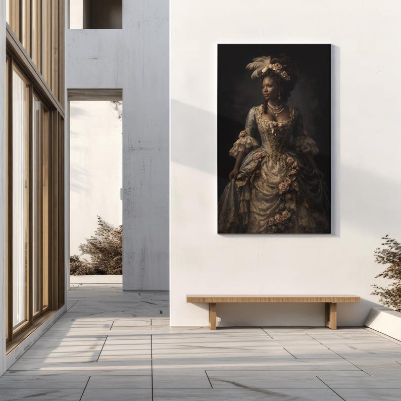 Black Woman Rococo Portrait Print | Elegant Victorian Gown (digital ...