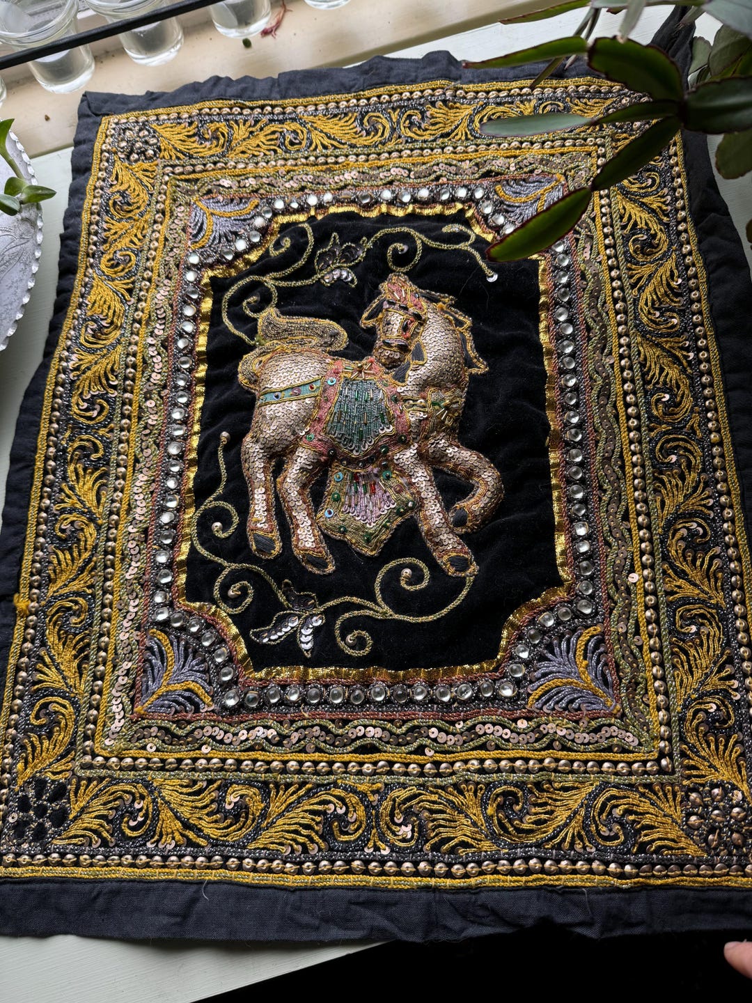 Large Vintage Burmese Kalaga Featuring a Frolicking Horse - Etsy