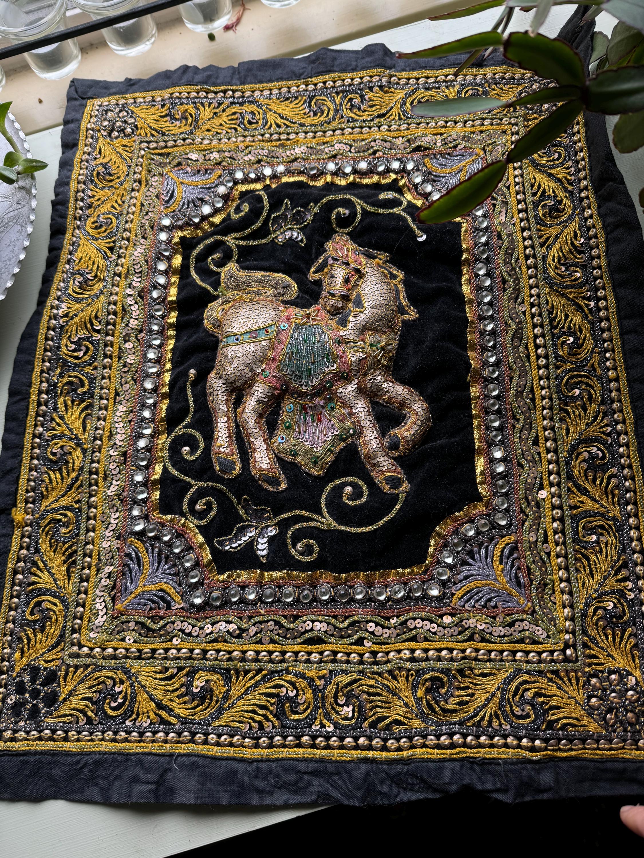 Large Vintage Burmese Kalaga Featuring a Frolicking Horse - Etsy