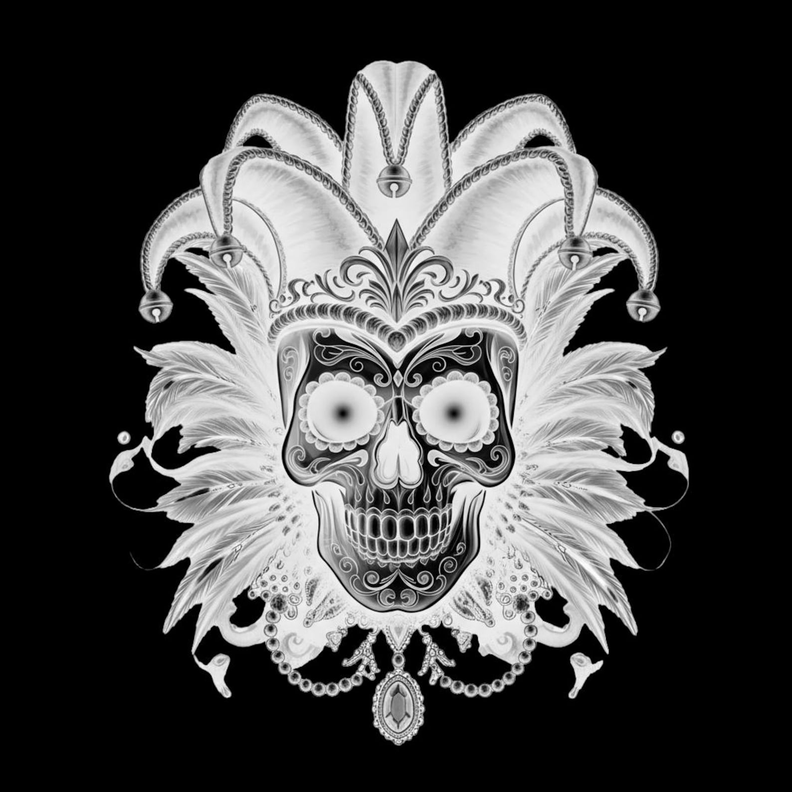 Mardi Gras Sugar Skull Jester PNG. Laser Engraving Printing Sublimation ...
