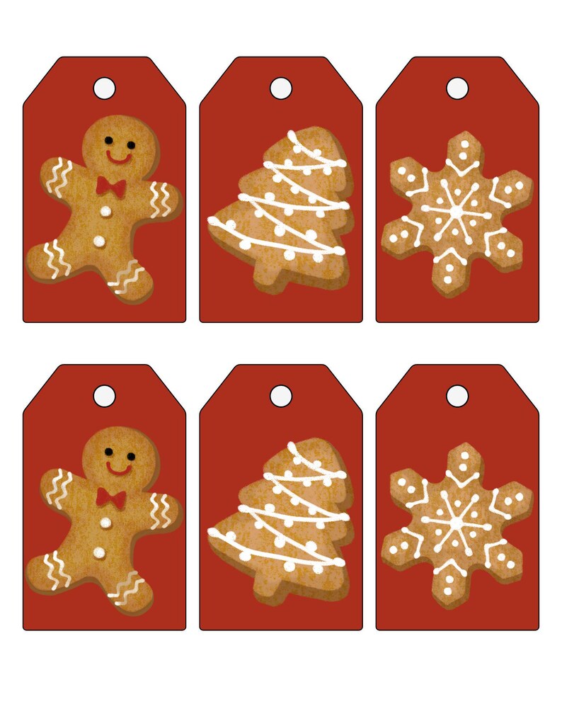 Gingerbread Holiday Tags (6) - Etsy