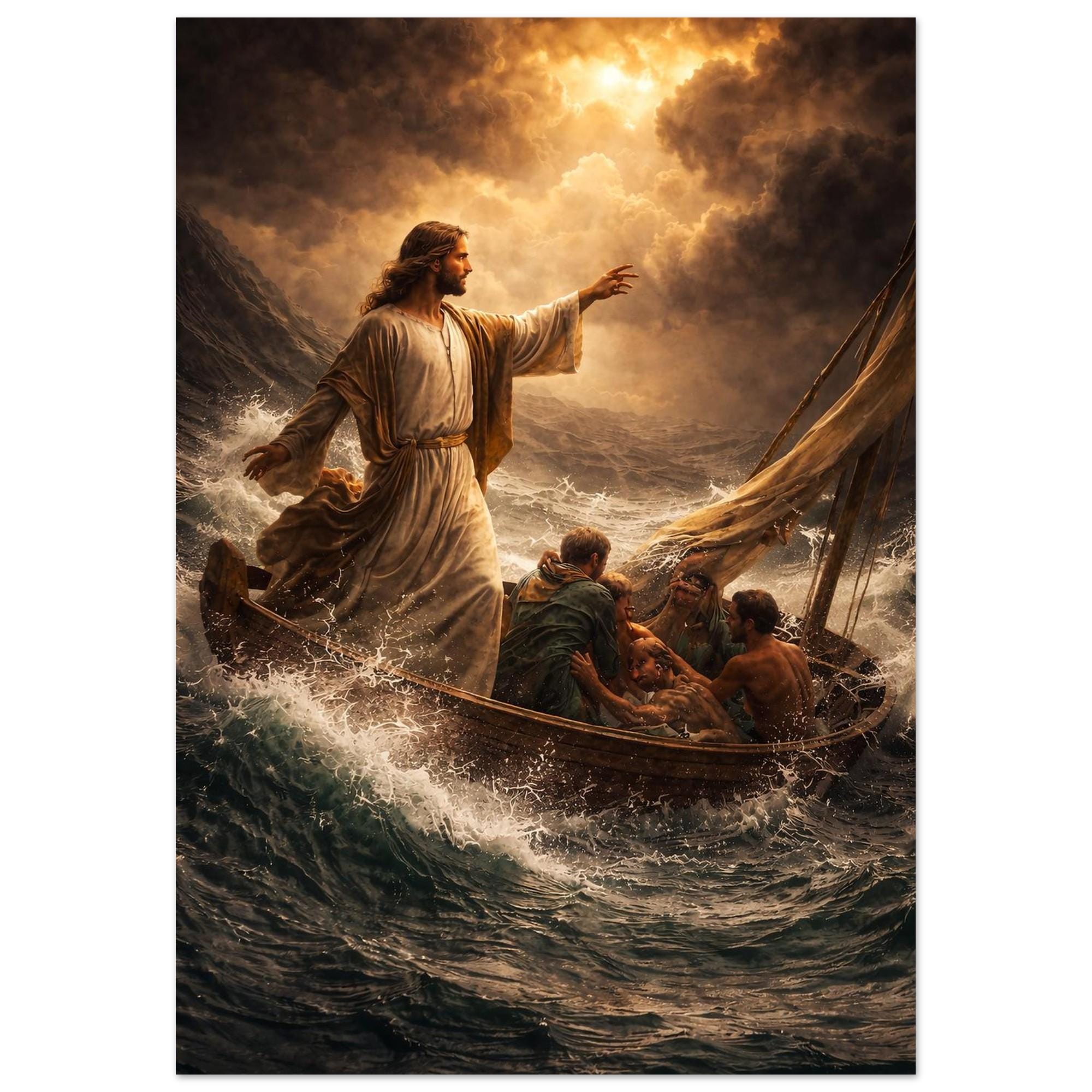 Jesus Calms the Storm Art – Bible Verse Matte Poster - Etsy