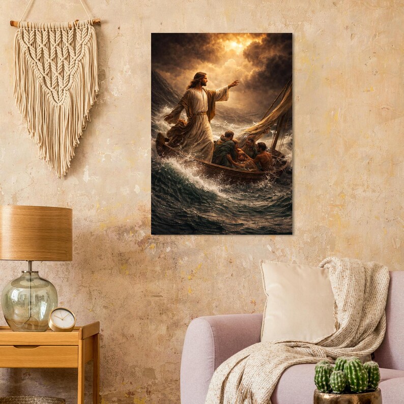 Jesus Calms the Storm Art – Bible Verse Matte Poster - Etsy