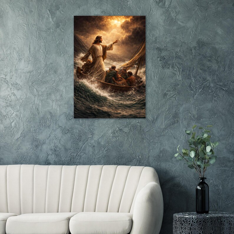 Jesus Calms the Storm Art – Bible Verse Matte Poster - Etsy