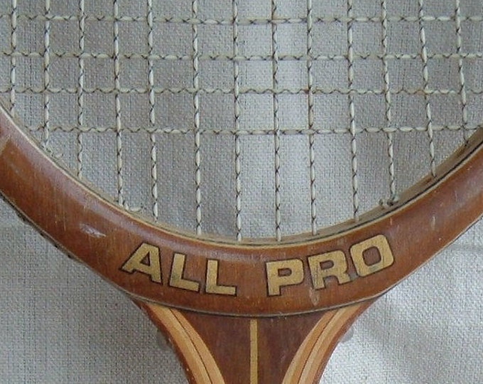 Vintage All Pro Wooden Tennis Racket With Leather Handle Vintage ...