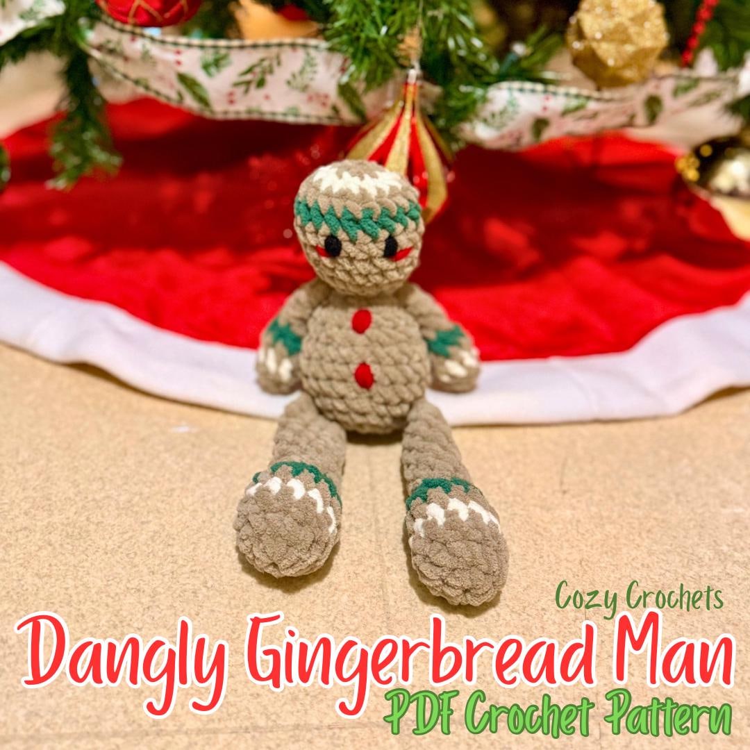 No Sew Dangly Gingerbread Man Crochet Pattern, Amigurumi Doll (PDF ...