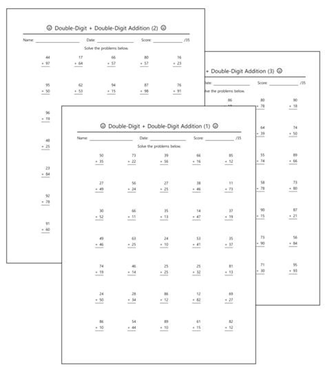 Suma y resta de dos dígitos, hoja de trabajo de matemáticas de suma y ...