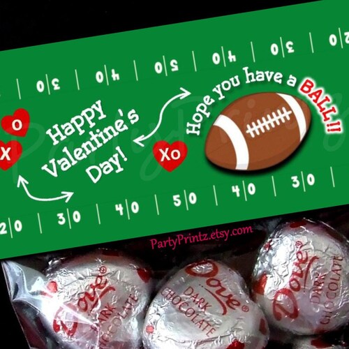 Football Printable Treat Topper Valentine's Day Boy - Etsy