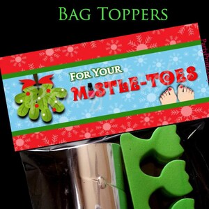 INSTANT DOWNLOAD - Mistletoes - Treat Bag Toppers - Christmas - Happy ...