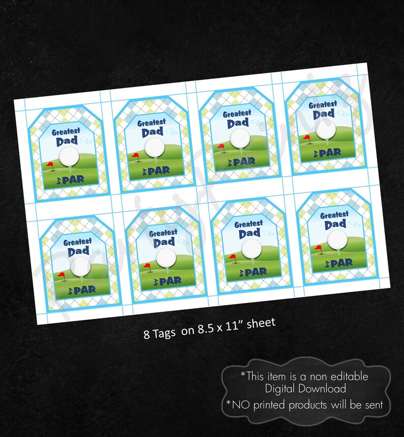 INSTANT DOWNLOAD Printable Greatest Dad by PAR Father's Day Golf Tags ...