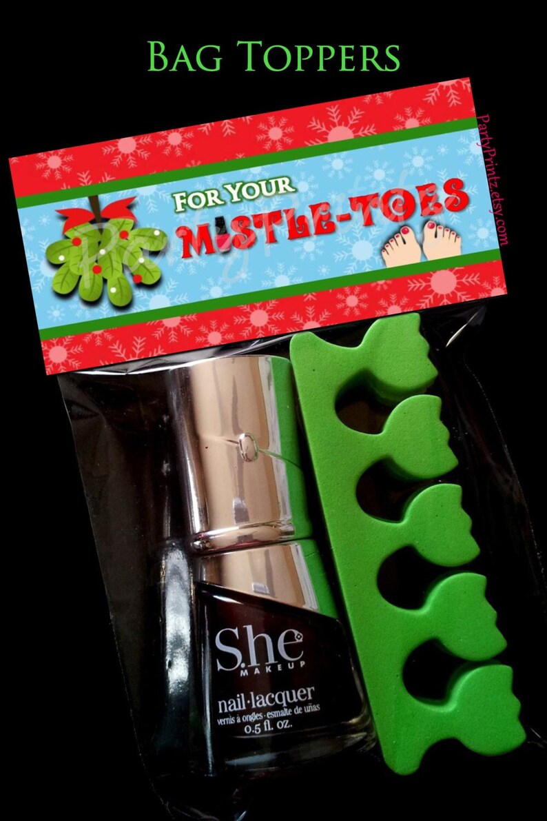 INSTANT DOWNLOAD - Mistletoes - Treat Bag Toppers - Christmas - Happy ...