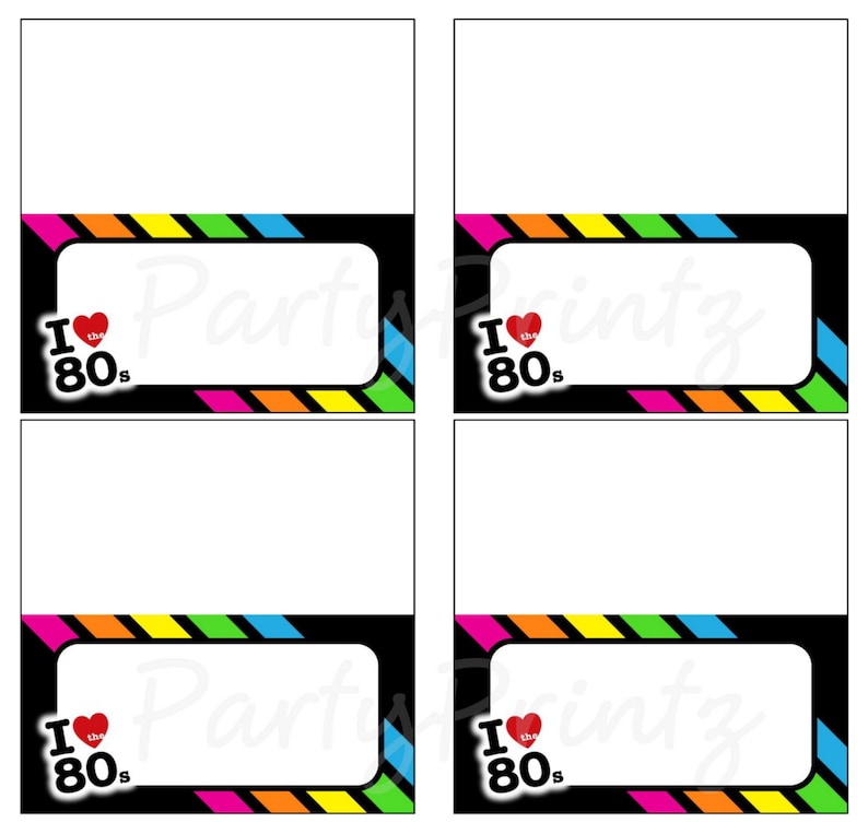 INSTANT DOWNLOAD - Printable 80's - Food - Place Cards - Favor Tags - Etsy