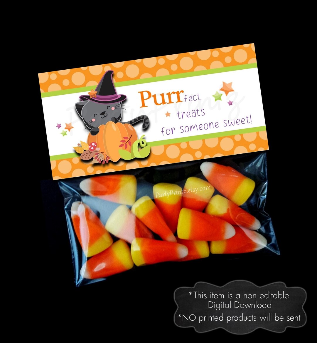 INSTANT DOWNLOAD - Purr-fect - Cat - Halloween Treat Bag Toppers ...