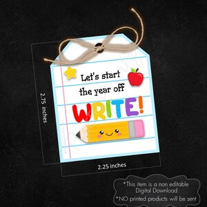 INSTANT DOWNLOAD - Printable - Tags - Start the Year off WRITE ...