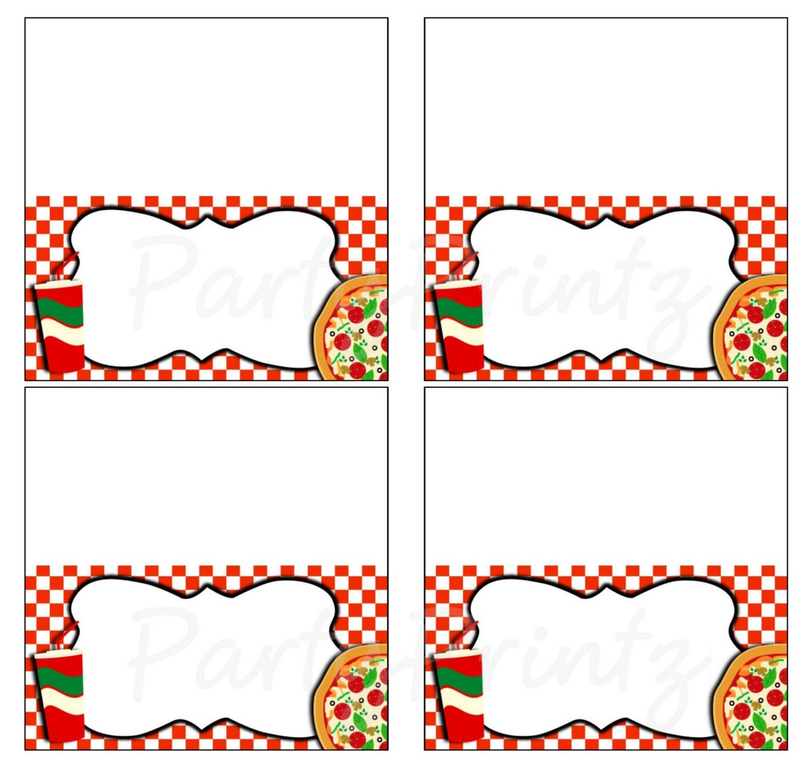 INSTANT DOWNLOAD - Printable Pizza Party - Food Cards - Place Cards ...