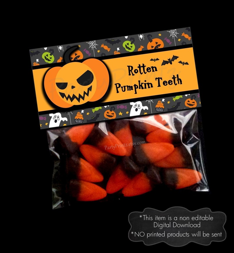 INSTANT DOWNLOAD - Rotten Pumpkin Teeth - Halloween Treat Bag Toppers ...