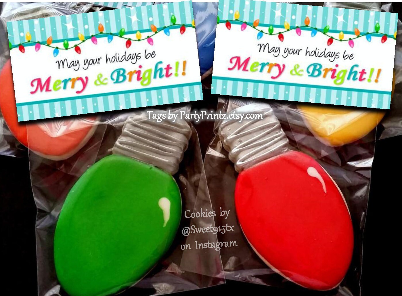 INSTANT DOWNLOAD Merry and Bright Treat Bag Toppers Blue - Etsy