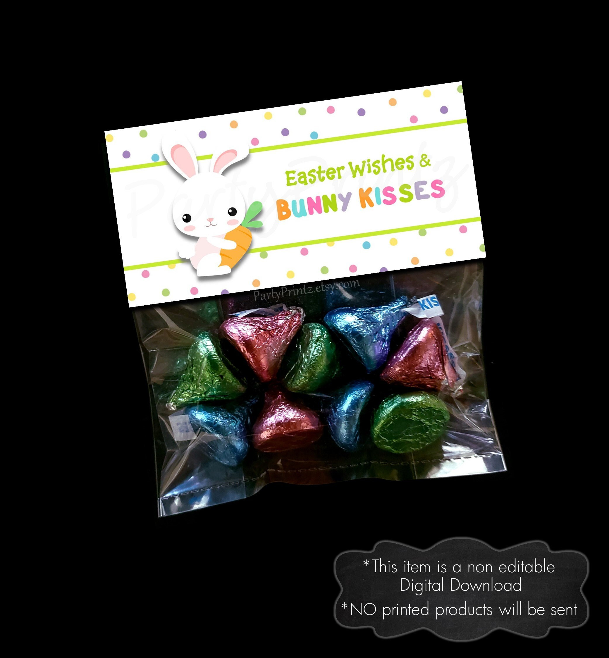 INSTANT DOWNLOAD - Printable Treat Bag Toppers - Bunny Kisses - Easter ...