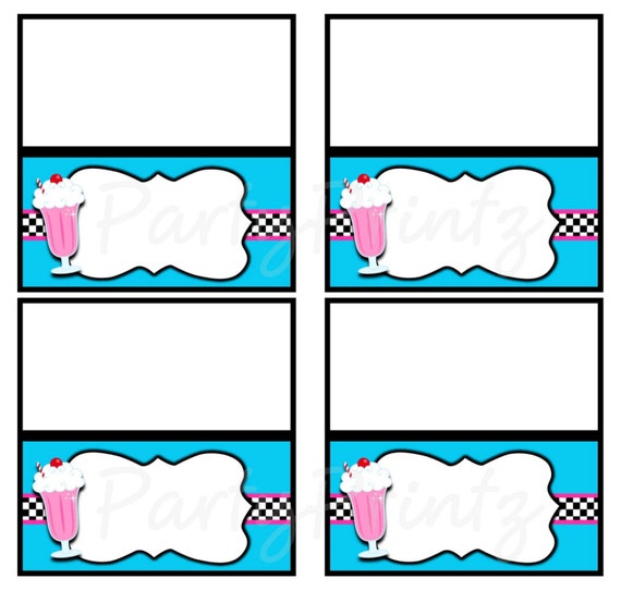 INSTANT DOWNLOAD - Printable 50's Diner - Food / Place Cards / Favor ...