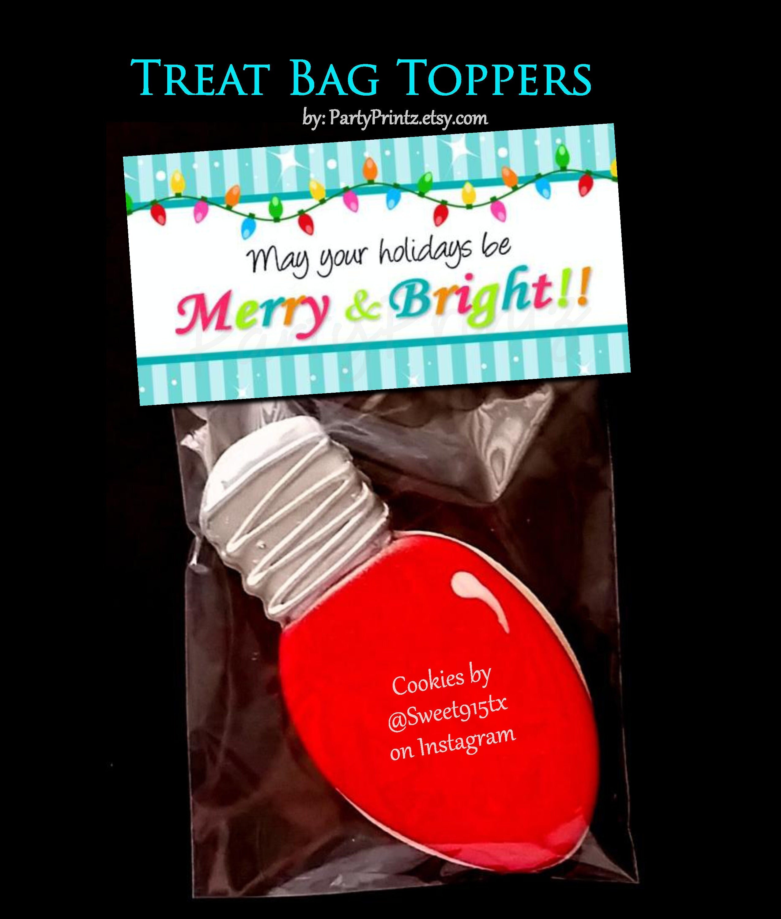 INSTANT DOWNLOAD Merry and Bright Treat Bag Toppers Blue - Etsy
