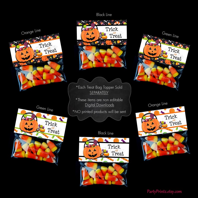 INSTANT DOWNLOAD Printable Halloween Treat Bag Toppers | Etsy