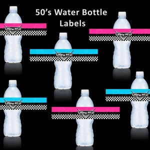 INSTANT DOWNLOAD - Printable 50's Water Bottle Labels - Juice or Drink ...