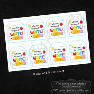 INSTANT DOWNLOAD - Printable - Tags - Start the Year off WRITE ...