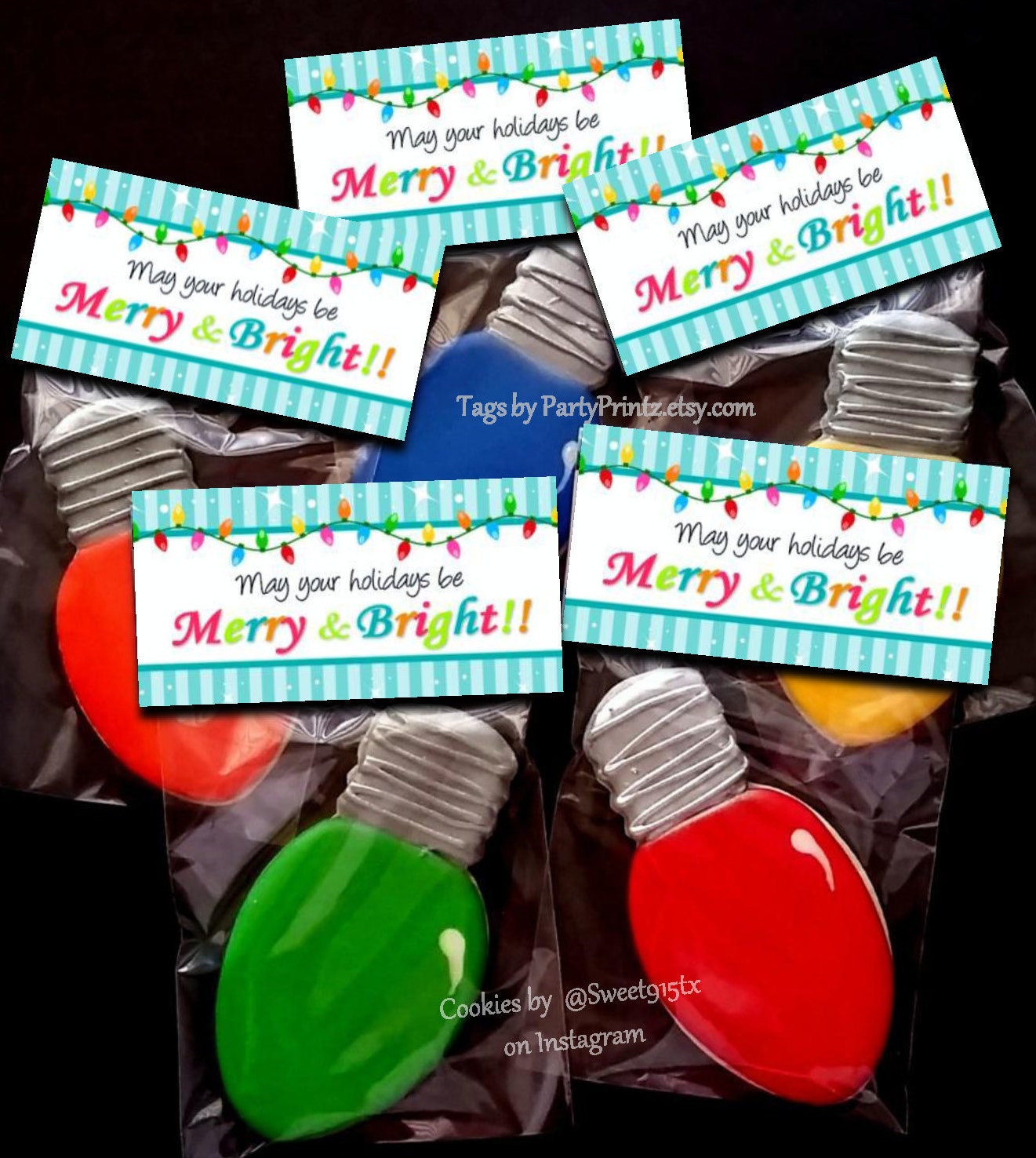 INSTANT DOWNLOAD Merry and Bright Treat Bag Toppers Blue - Etsy