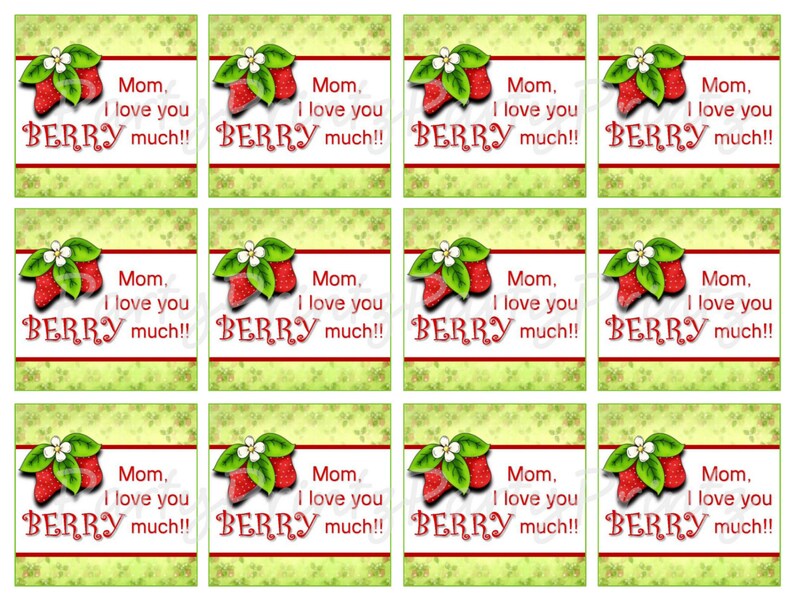 INSTANT DOWNLOAD Printable Love You Berry Much Mom Mother's Day Tags - Etsy