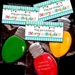 INSTANT DOWNLOAD - Merry and Bright - Treat Bag Toppers - Blue -merry ...
