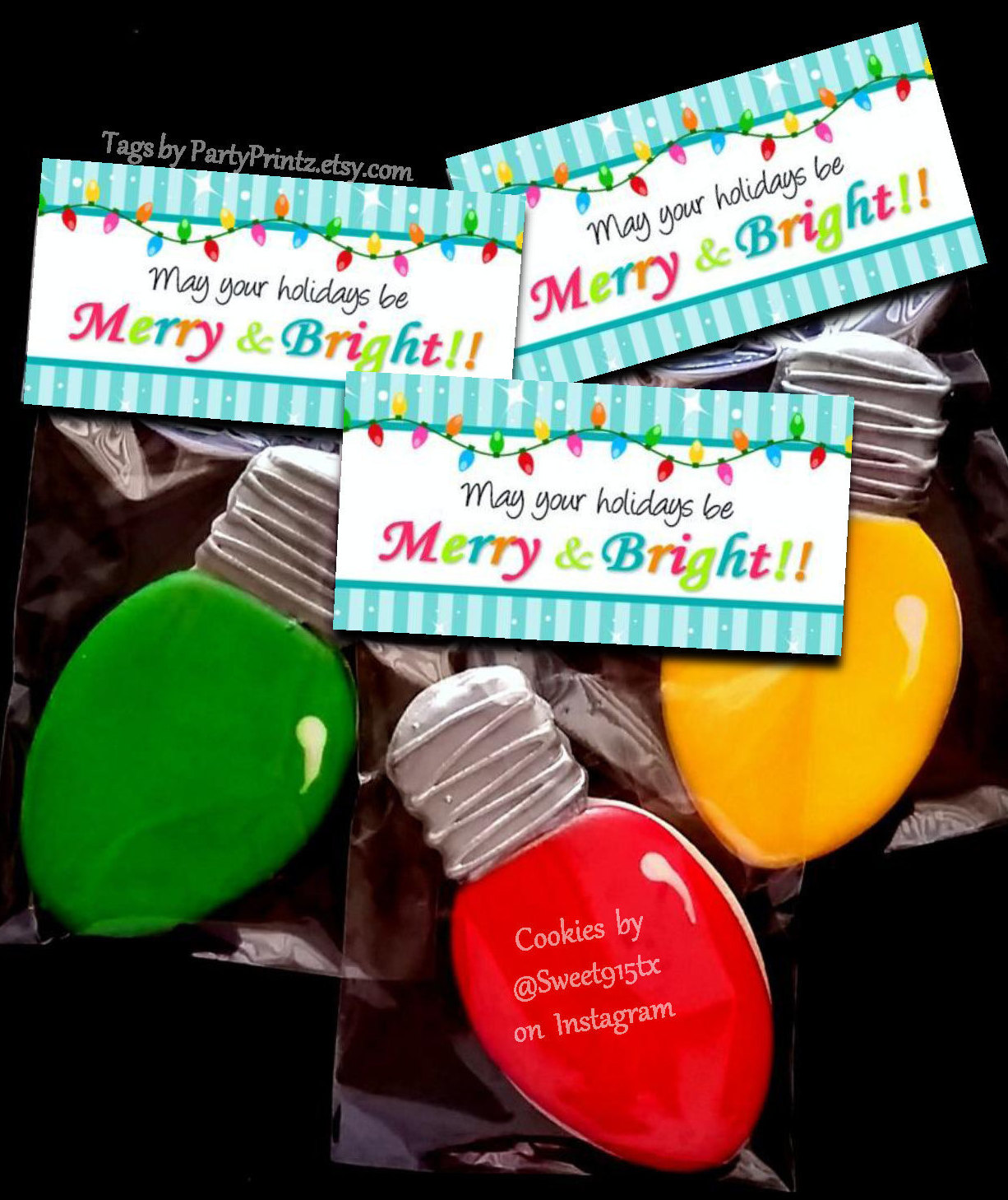 INSTANT DOWNLOAD Merry and Bright Treat Bag Toppers Blue - Etsy