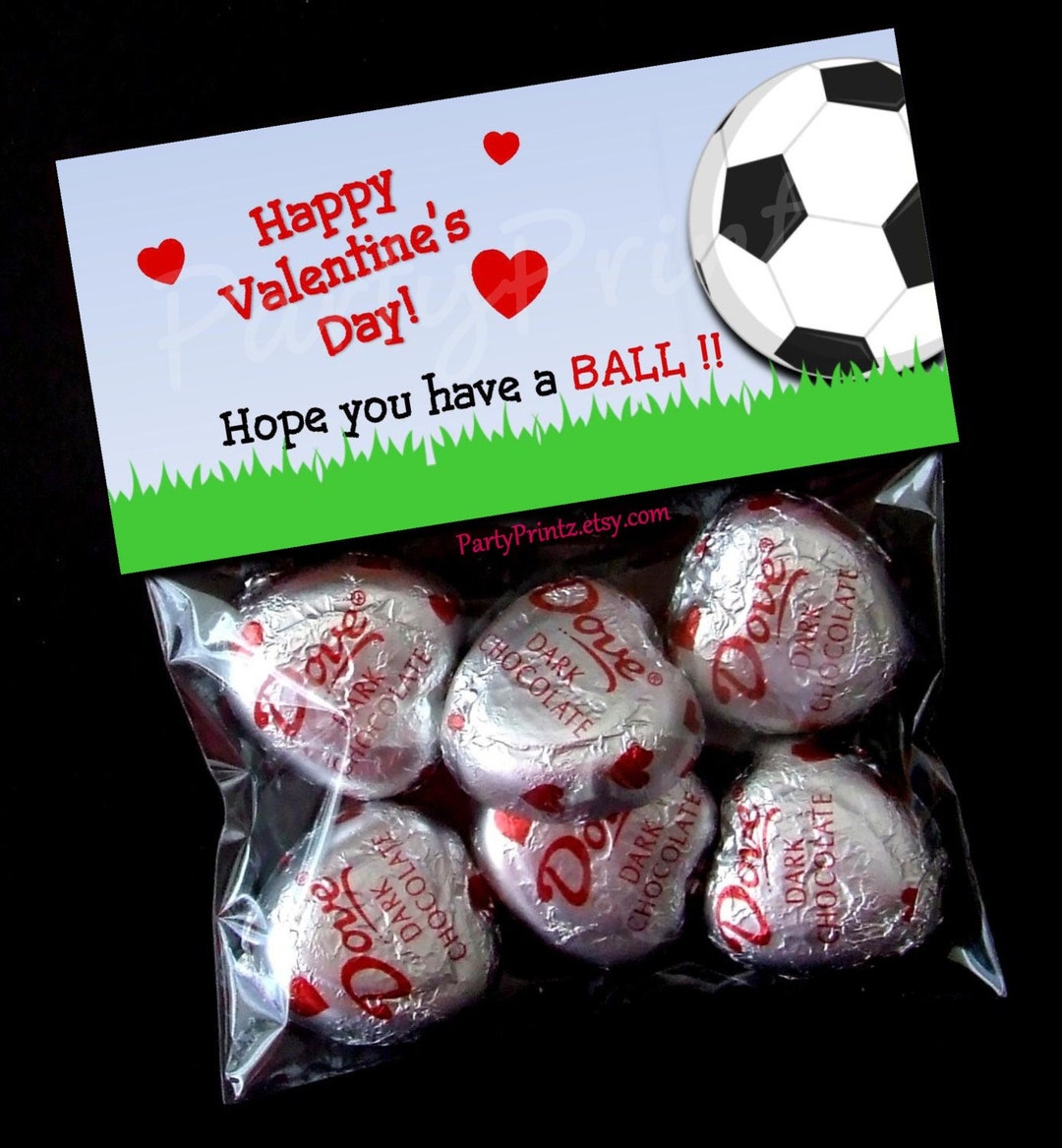 Valentine Printable Treat Bag Topper - INSTANT DOWNLOAD - Soccer Ball ...