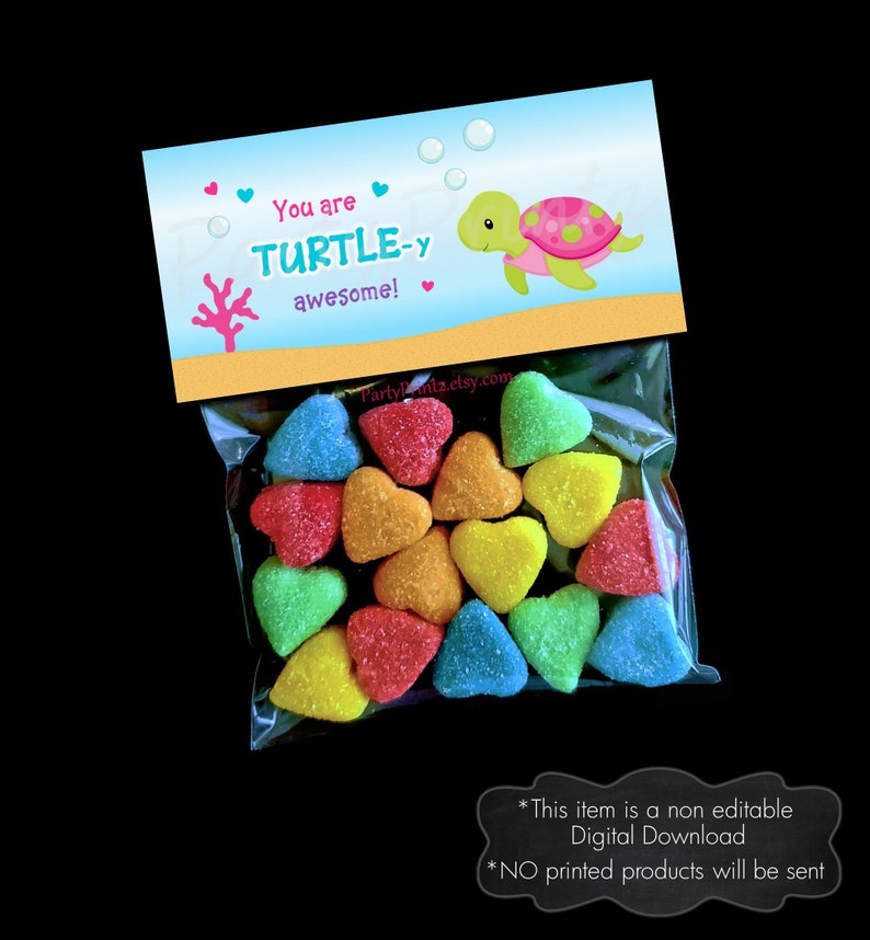Valentine Printable Treat Bag Topper - INSTANT DOWNLOAD - Turtley ...