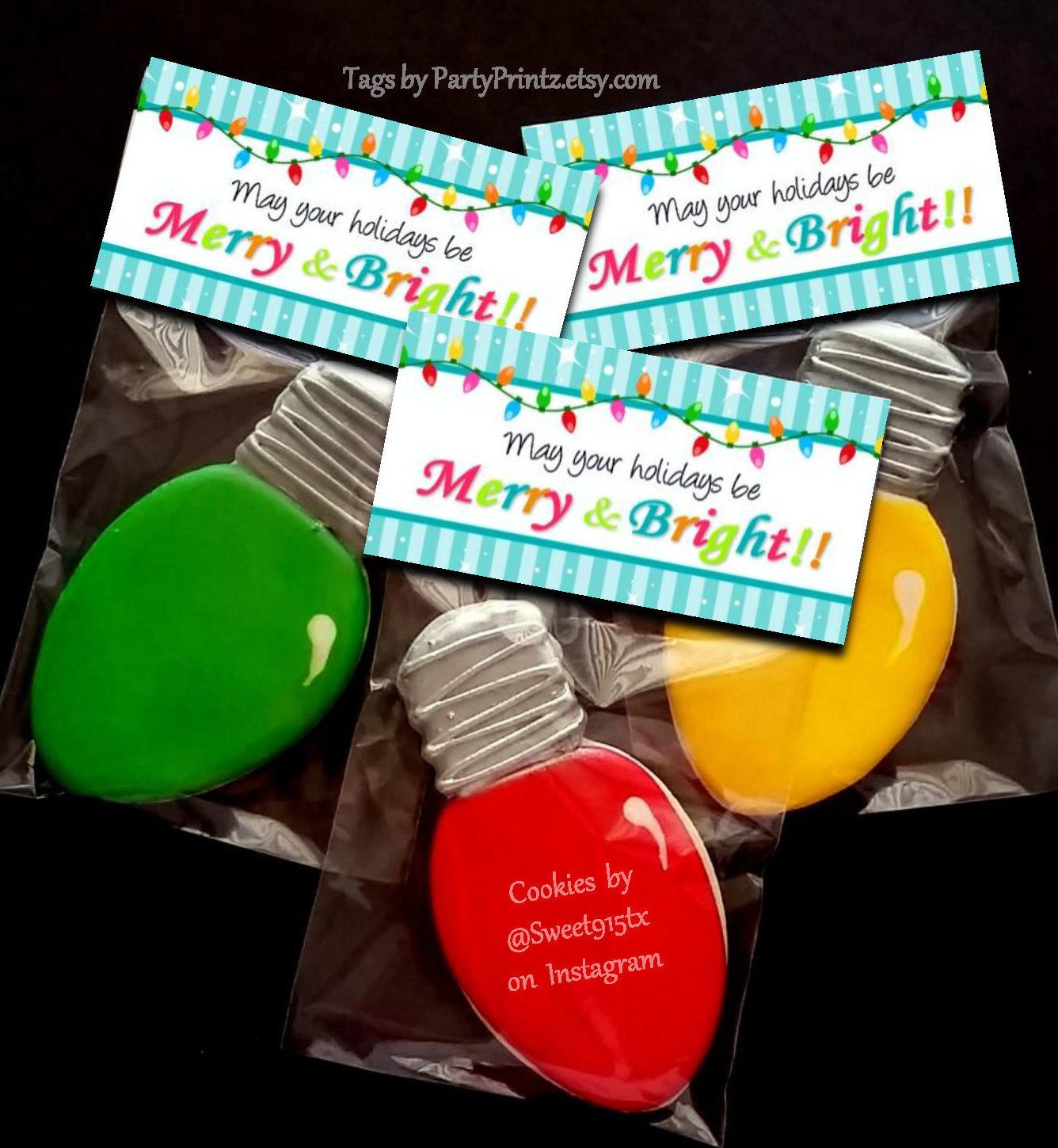 INSTANT DOWNLOAD Merry and Bright Treat Bag Toppers Blue - Etsy