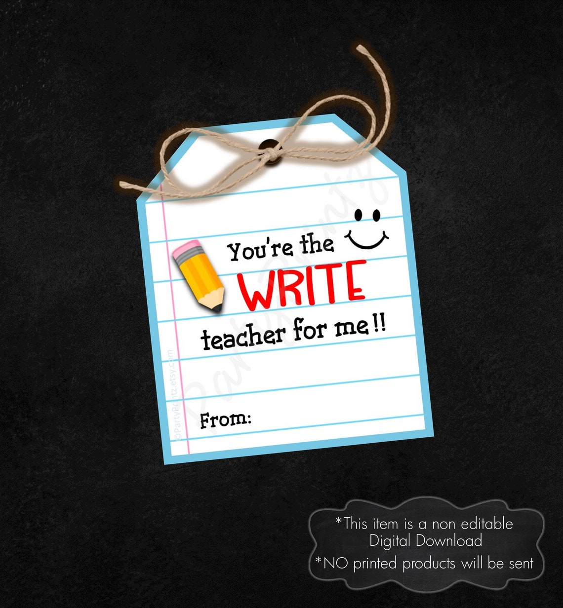 INSTANT DOWNLOAD - Printable - Tags A - Thank You - WRITE Teacher - Pdf ...