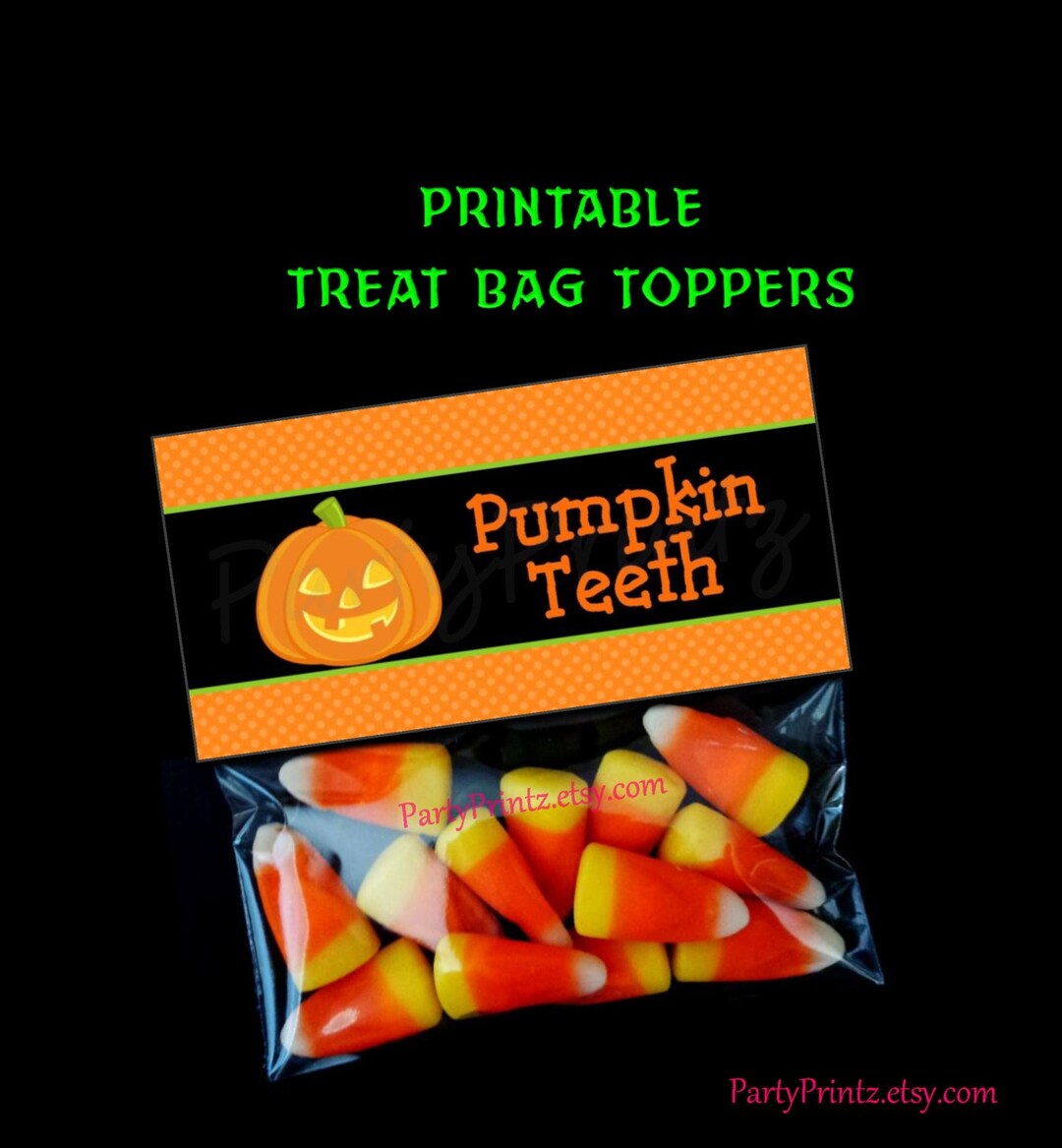 INSTANT DOWNLOAD - Printable - Pumpkin Teeth - Halloween Treat Bag ...