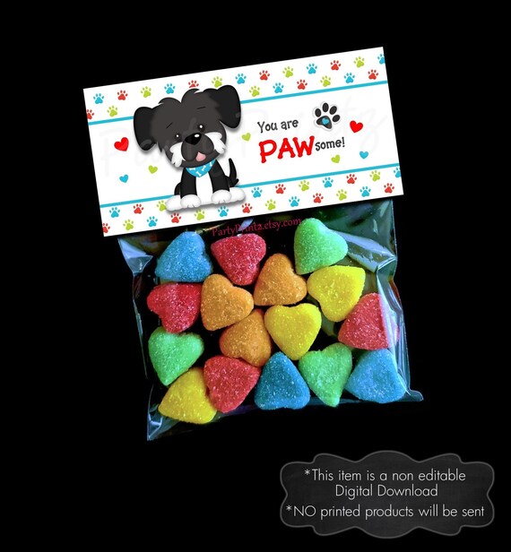 INSTANT DOWNLOAD - Printable Treat Bag Toppers - PAWsome - Doggie ...