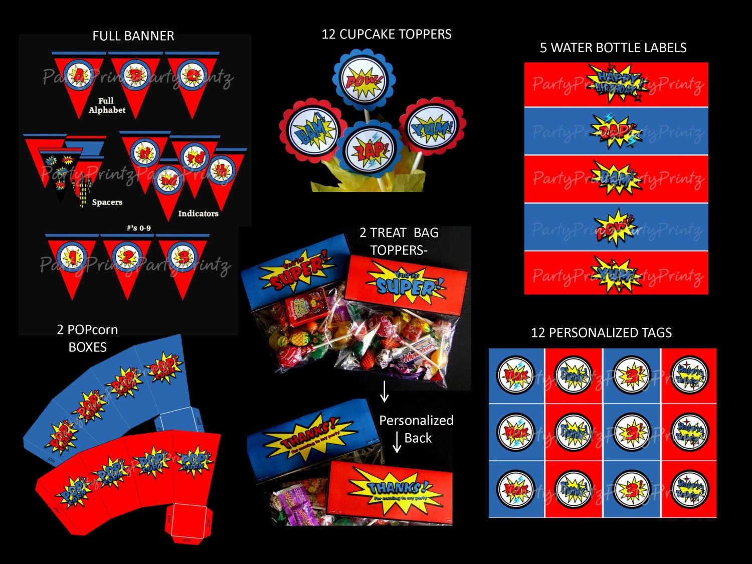 INSTANT DOWNLOAD Printable Superhero Cupcake Toppers & Favor Tags - Etsy