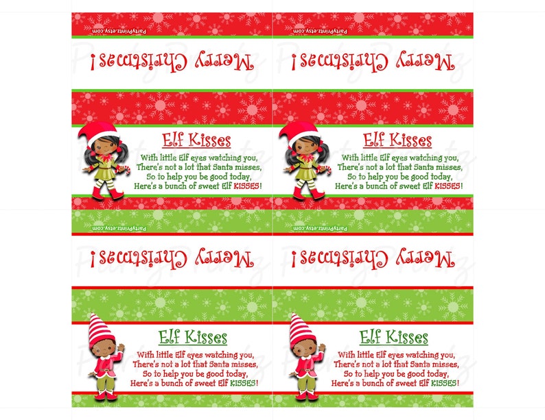 INSTANT DOWNLOAD - Elf Kisses - Printable Treat Bag Toppers - Merry ...