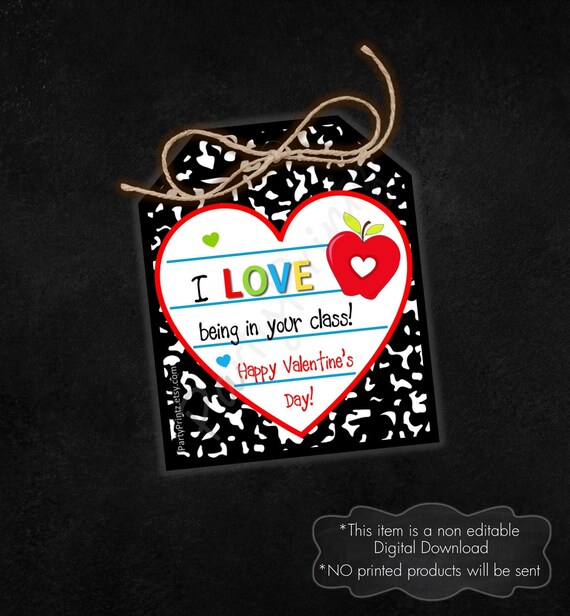 INSTANT DOWNLOAD - Printable - Tags - School - Teacher - Valentine ...