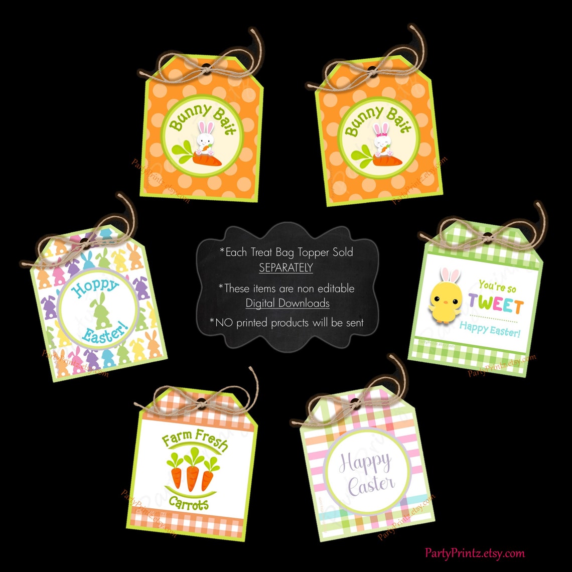 INSTANT DOWNLOAD Printable Treat Bag Toppers Bunny Kisses - Etsy