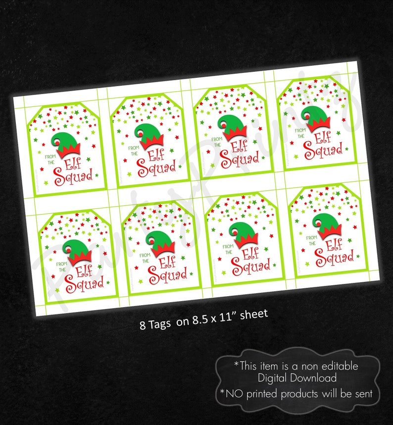 INSTANT DOWNLOAD - Printable - Tags - Christmas Elf Squad - Pdf - Jpg ...