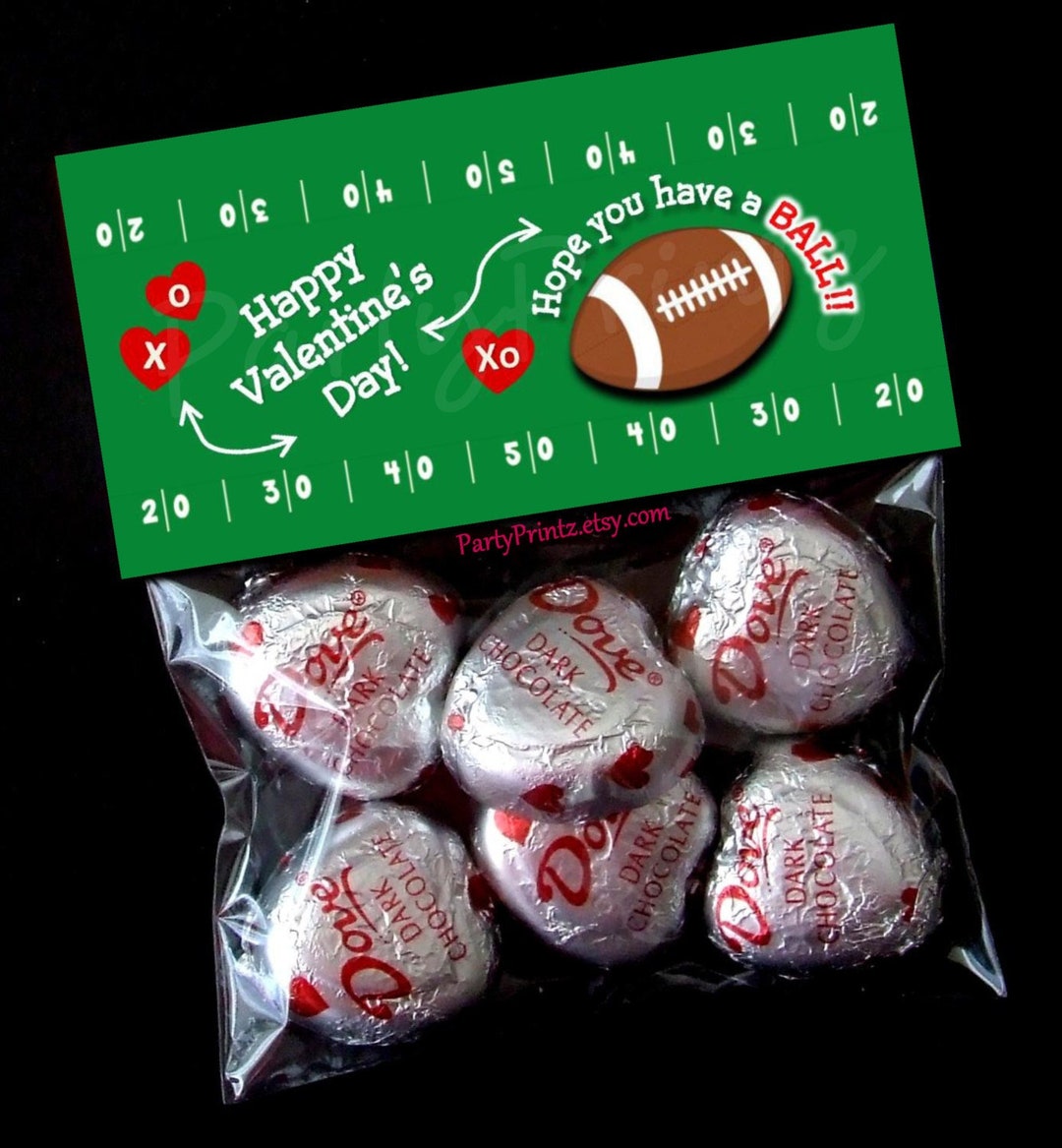 Valentine Printable Treat Bag Topper - INSTANT DOWNLOAD - Football ...