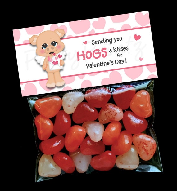 INSTANT DOWNLOAD - Printable Treat Bag Toppers - Hogs & Kisses ...