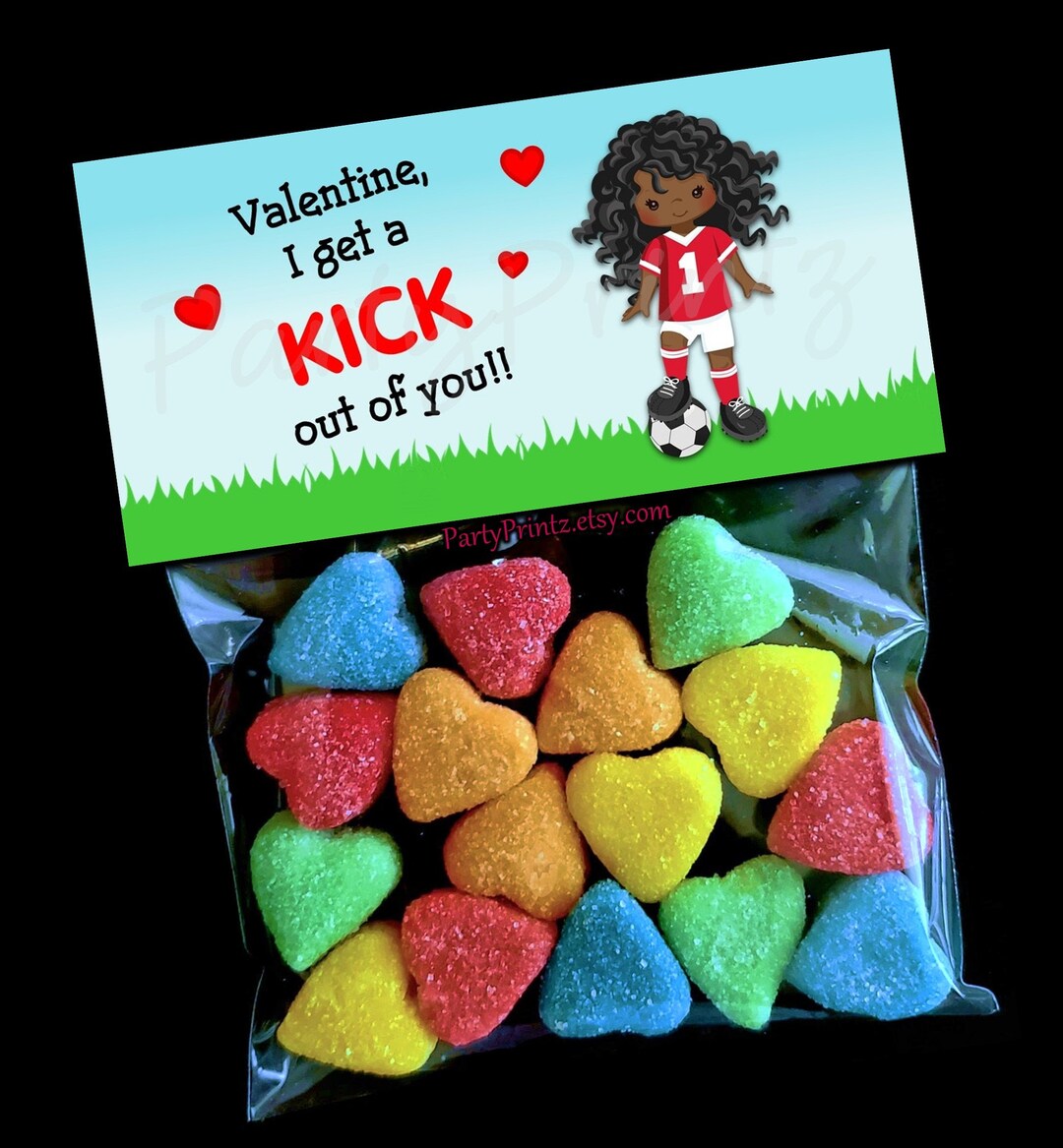 Valentine Printable Treat Bag Topper INSTANT DOWNLOAD Soccer Girl ...