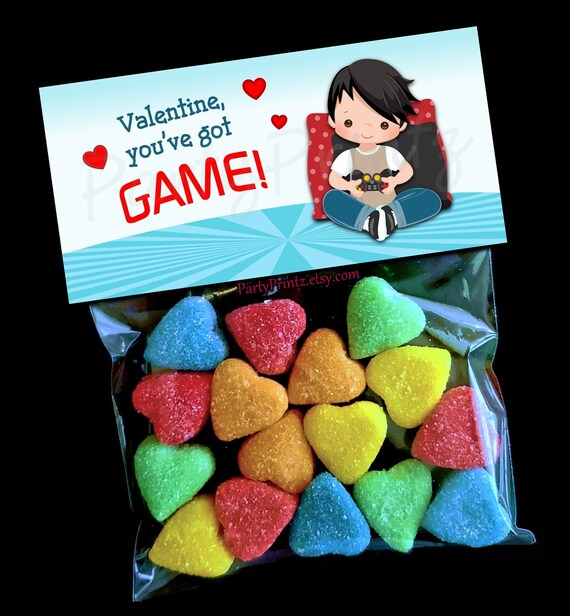 INSTANT DOWNLOAD - Printable Treat Bag Toppers - Gamer Boy - Valentine ...