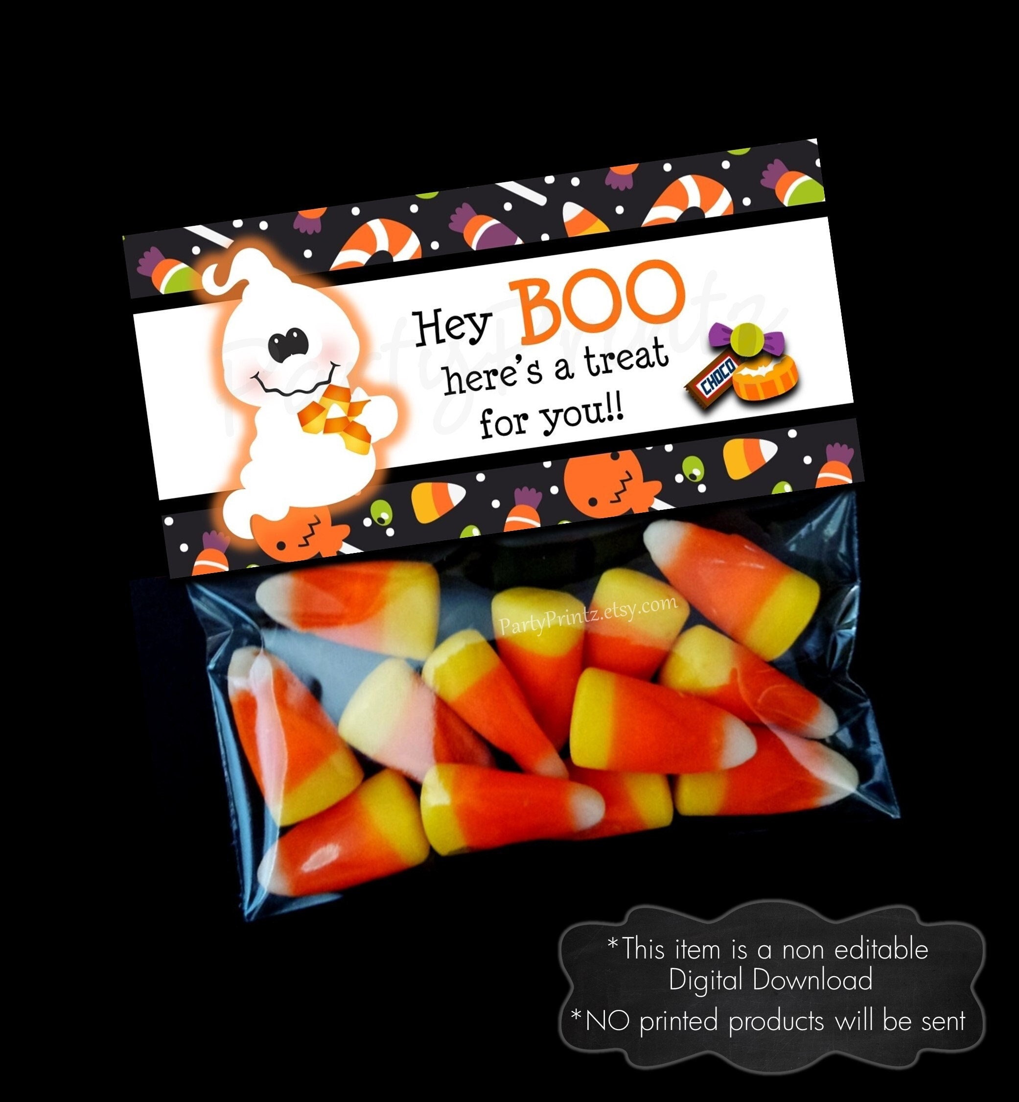 INSTANT DOWNLOAD Hey Boo Ghost Halloween Treat Bag Toppers Printable ...