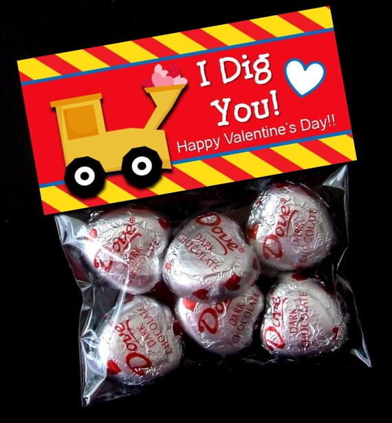 INSTANT DOWNLOAD - Printable Valentine Treat Bag Toppers - I Dig You ...