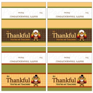 INSTANT DOWNLOAD - Thankful You're My Teacher - Treat Bag Toppers ...
