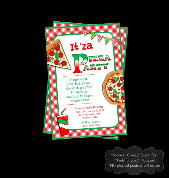 Printable Personalized Pizza Party Invitations - Custom - Birthday ...